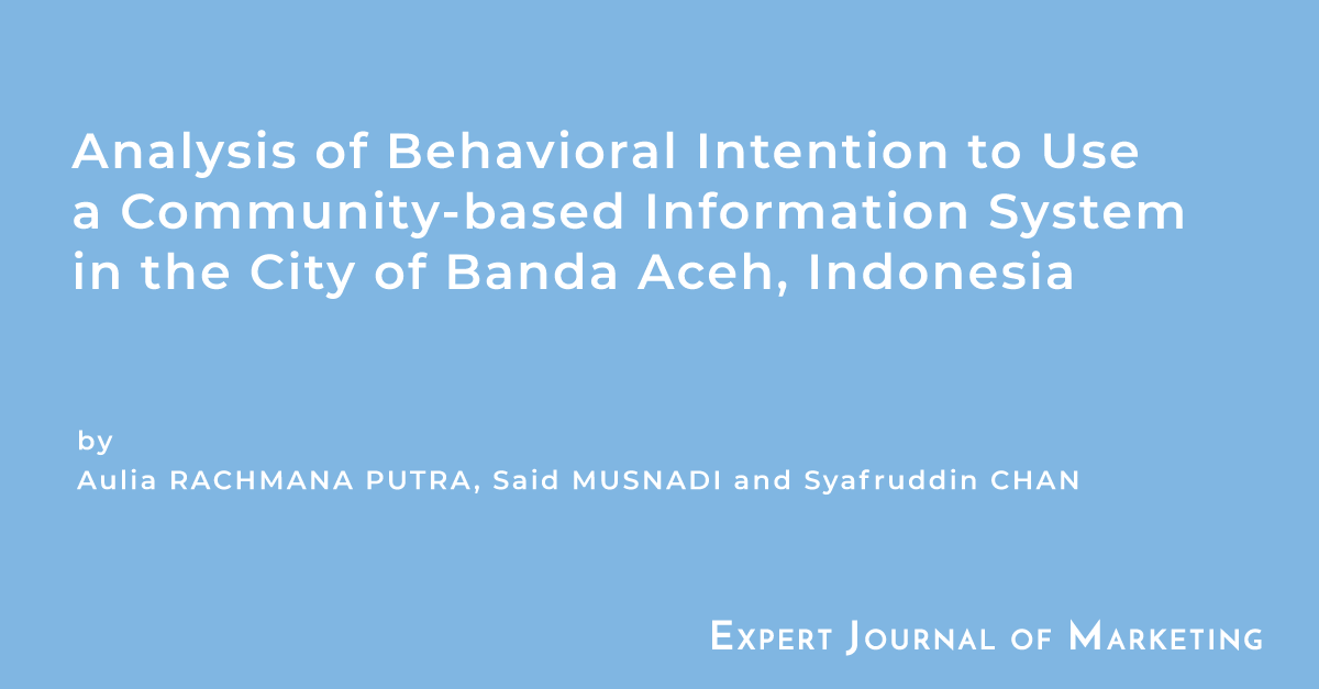 Analysis of Behavioral Intention to Use a Community-based Information ...
